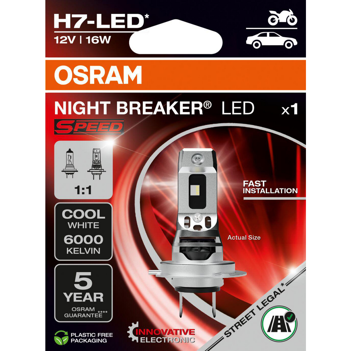 OSRAM H7 Night Breaker LED SPEED 1x Moto | FISCHER-BIKE.COM